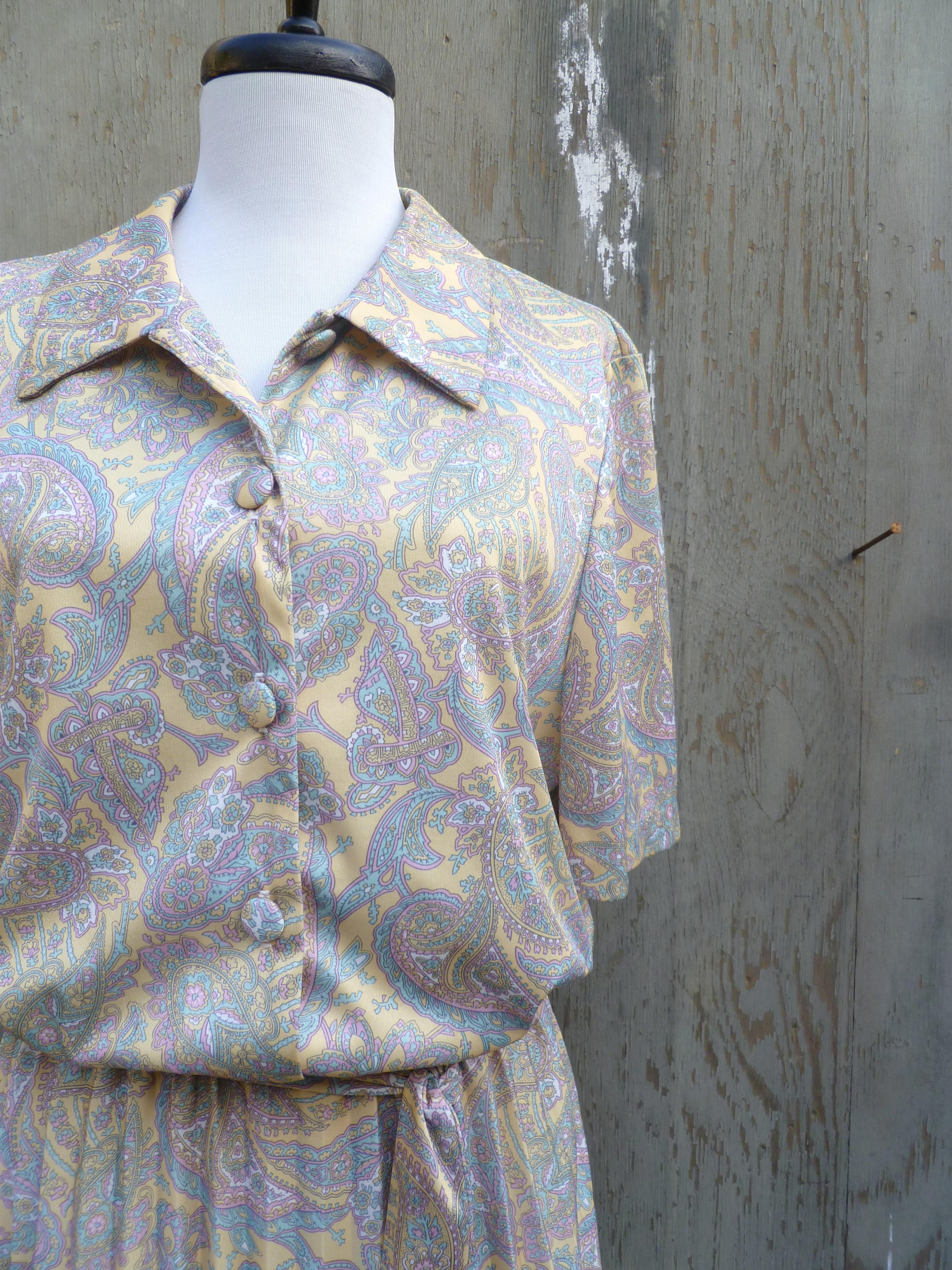 1960s Paisley Shirt Dress on Luulla